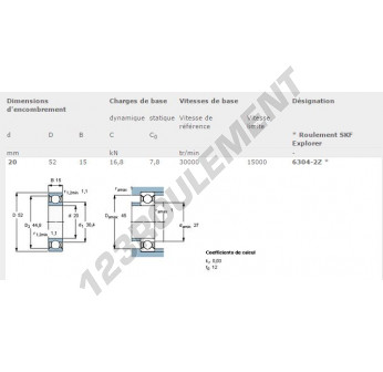 Rodamiento de bolas 6304-zz-skf - 20x52x15 mm | 123rodamiento