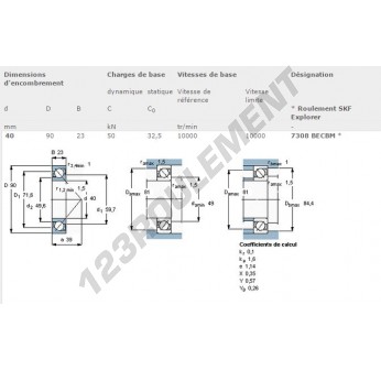 Rodamiento de bolas 7308-becbm-skf - 40x90x23 mm | 123rodamiento