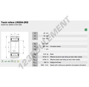 Rodamiento de bolas lr5204-2rs-ina - 20x52x20.6 mm | 123rodamiento